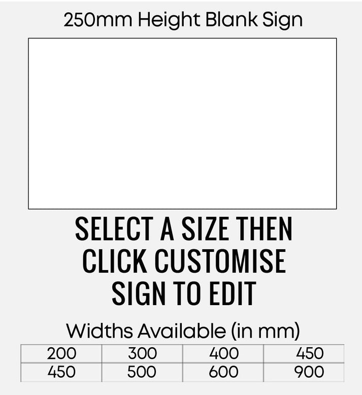 Blank White Sign 250mm Height – Create Signs
